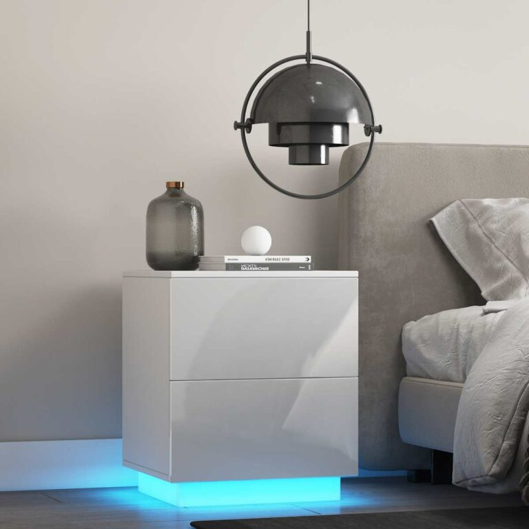 Modern LED Light Nightstand with Drawers – NOBLE DAYS