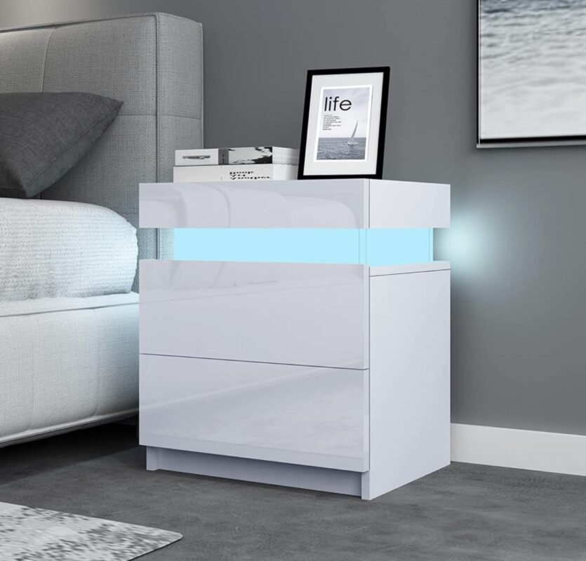 Modern Luxury LED Light Nightstand with Drawers – NOBLE DAYS